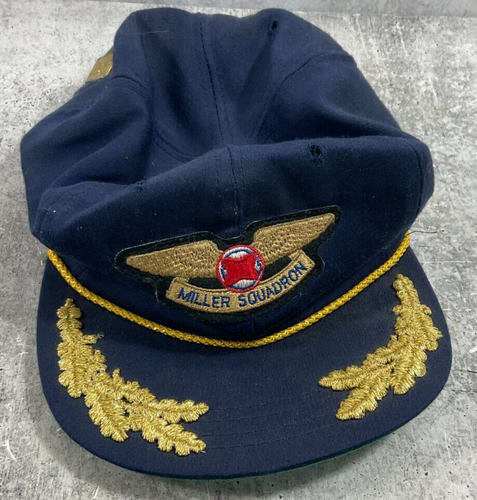 US Navy Miller Squadron Blue Derby Cap Hat Adjustable Strap Military ...