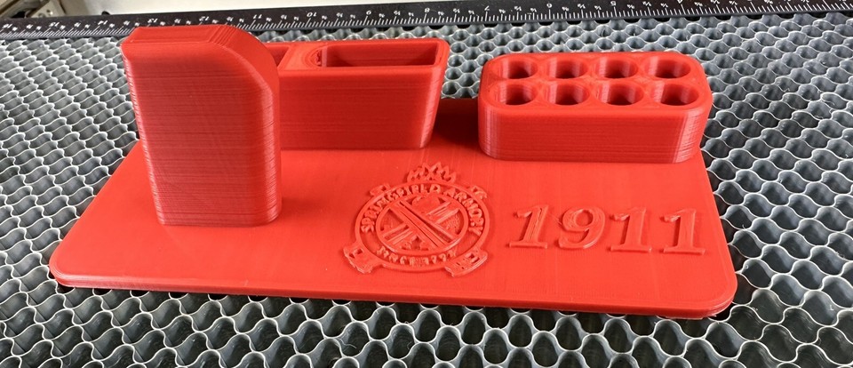 Springfield Armory 1911 45 CAL gun stand w Twin Mag holder. US MADE RED ...
