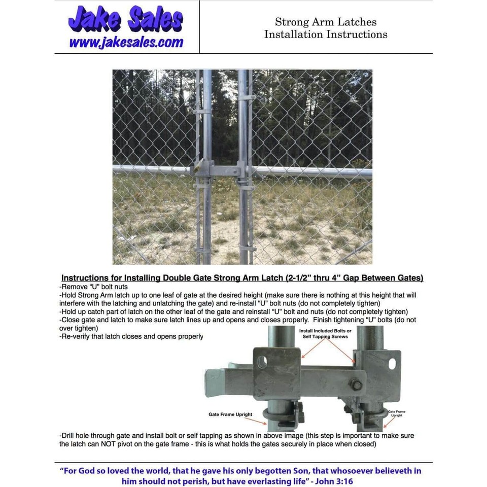 Chain Link Strong Arm Double Gate Latch - Gate Hardware - Commercial ...