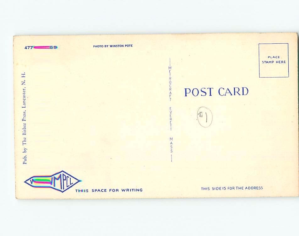 Linen AERIAL VIEW OF TOWN Dixville Notch - Near Jefferson New Hampshire ...