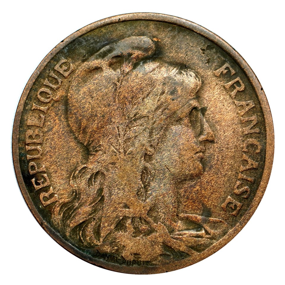 1910c + torch France 10 Centimes Coin, km843, Mintage 3,567,375 - Rare ...