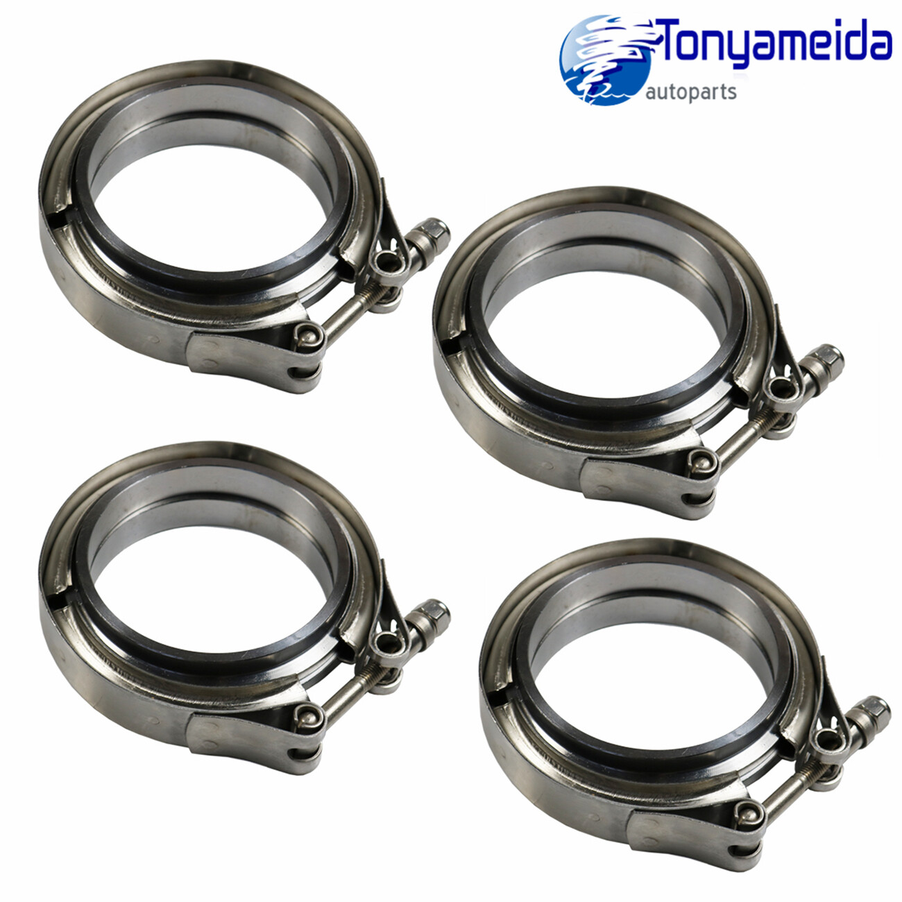 4 X 3" V-Band Flange&Clamp Kit Stainless Steel For Exhaust Downpipe | eBay