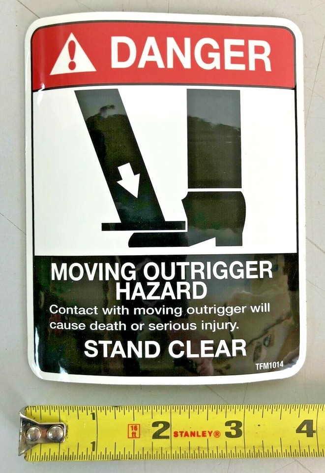 DANGER Moving Outrigger Hazard Decal Sticker Warning Bucket Truck 5" x ...