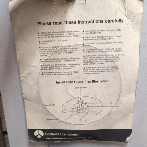 NOS Delta / Rockwell Wood Shaper Spindle Guard catalog number 43-551 | eBay