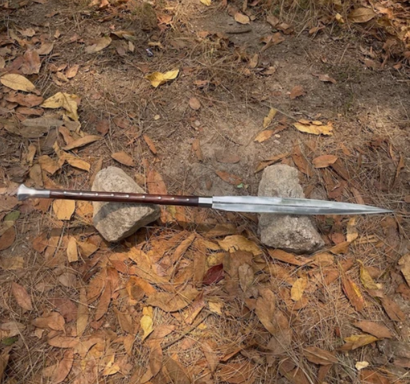 Custom Handmade Carbon Steel Blade Viking Spear Sword | Hunting Sword ...