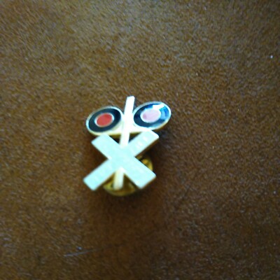 Railroad Crossing Button Pin. Approx. 1 inch. Says "Operation Life ...