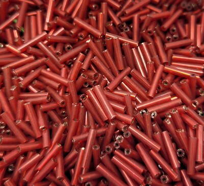 4oz ~2,500 pcs Red Size #4 Silver Lined Round Glass Tube Bugle Beads ...