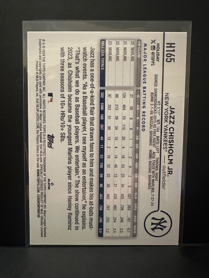 2024 Topps Holiday Series - Candy Cane Bat Variation #H165 Jazz ...