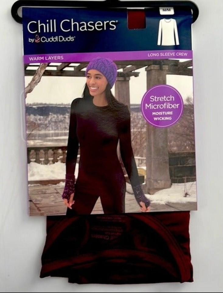 Cuddl Duds Chill Chasers Stretch Microfiber Long Sleeve Crew Top CD8485 ...