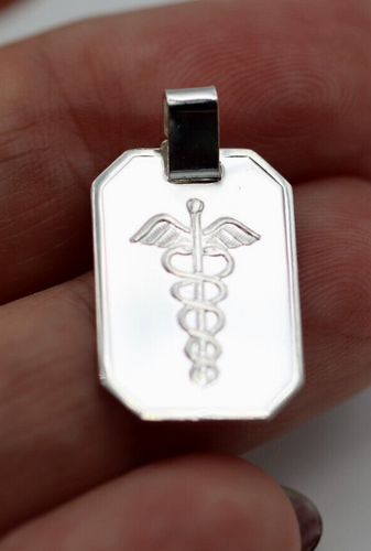 Genuine Fine Silver 999 Medical Alert Pendant 19mm X 13mm -Free Express ...
