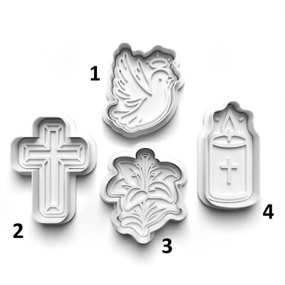Easter Christian Cookie Cutter and Embosser Stamp Fondant Set High ...