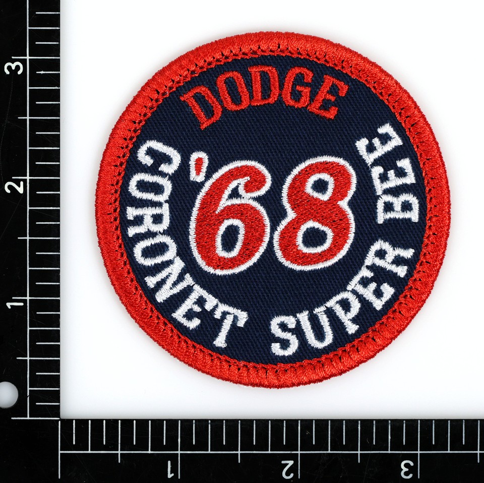 1968 Dodge Coronet Super Bee Embroidered Patch Black/Red Iron-On Sew-On ...
