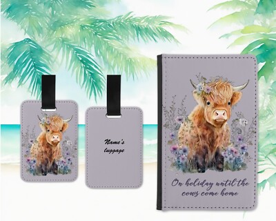 Highland Cow Positive Quote Pastel Passport Holder Luggage Tag ...