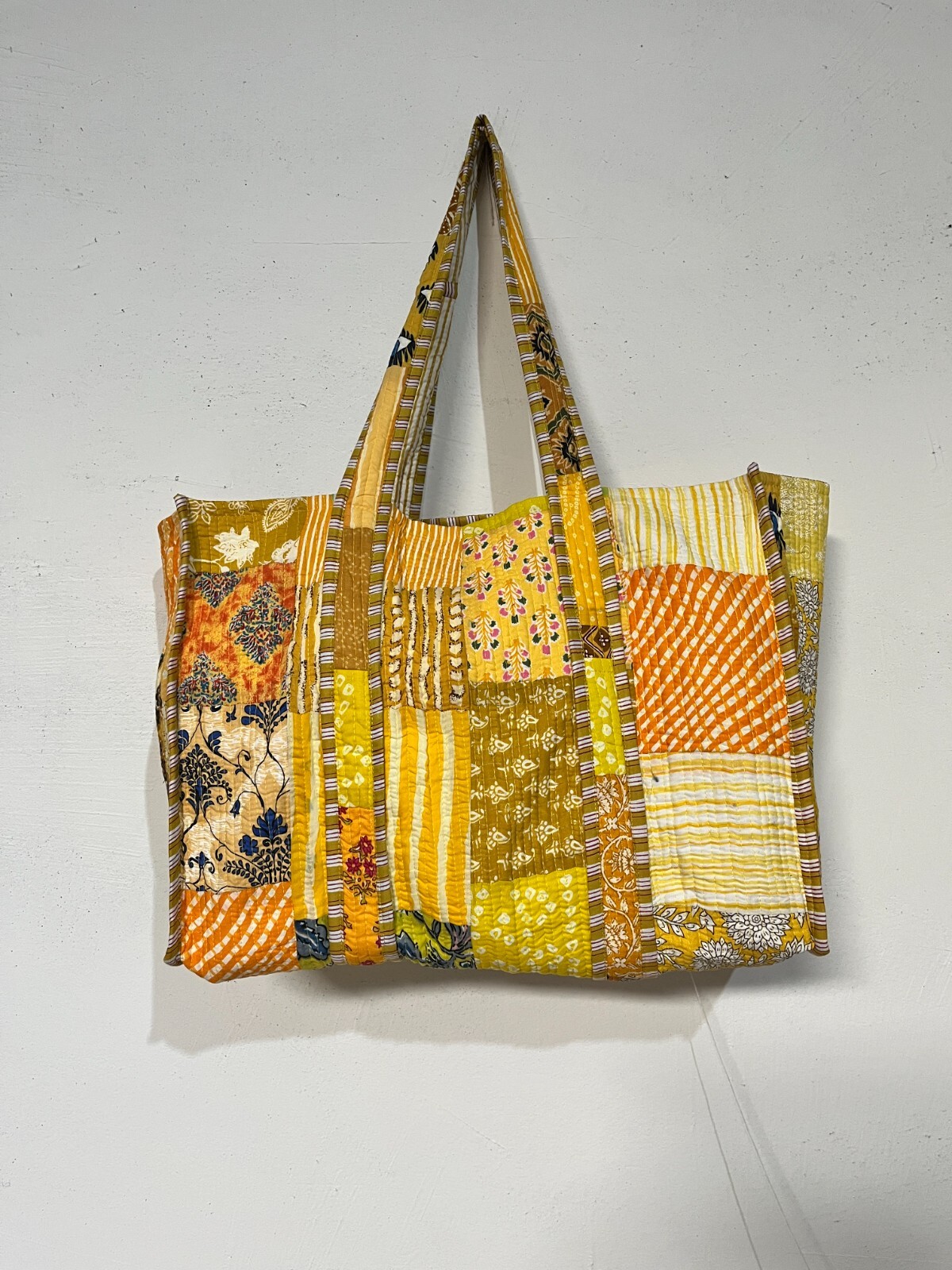 Indian Yellow Patchwork Quilted Shoulder Bag Women's Beach 100%Cotton ...
