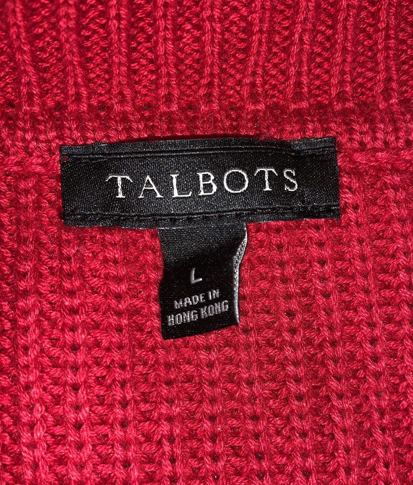 TALBOTS Red Knit Turtleneck Cowl Neck Sweater Size La… - Gem