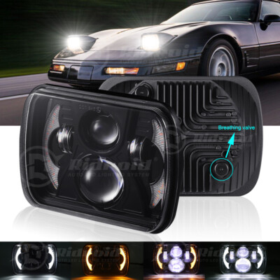 For Chevy Corvette C4 1984-1996 5x7 7X6 LED Headlight Halo DRL Hi/Lo ...