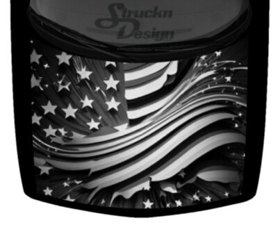 Abstract Grey American Flag Grunge Car Truck Hood Wrap Vinyl Graphic ...