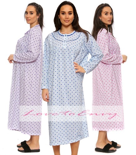 Ladies Thermal Long Sleeve Nightie PLUS SIZE Heart WINTER WARM ...