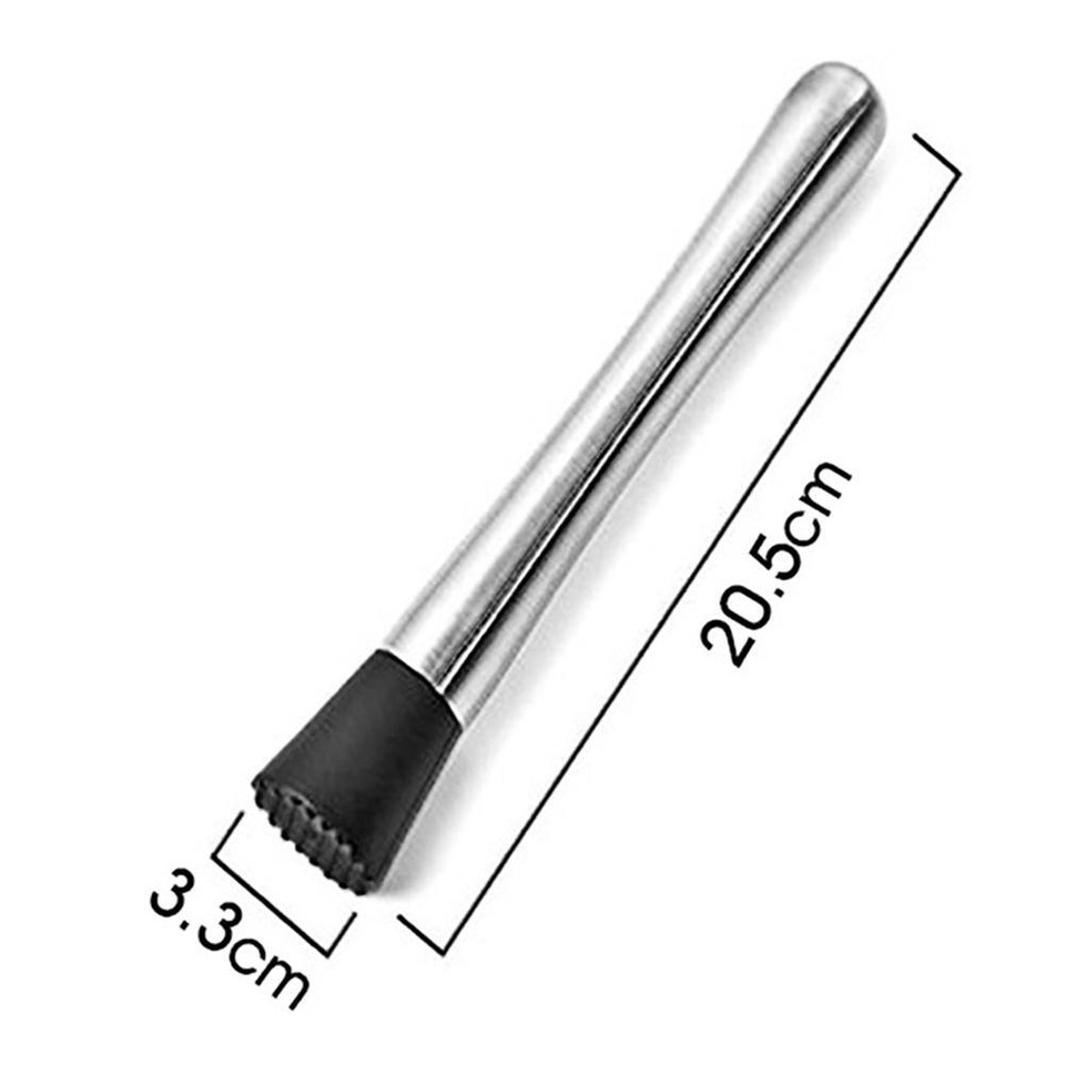 Steel Cocktail Muddler Mixer Stick Ice Crusher Barware Tool (205x33mm ...