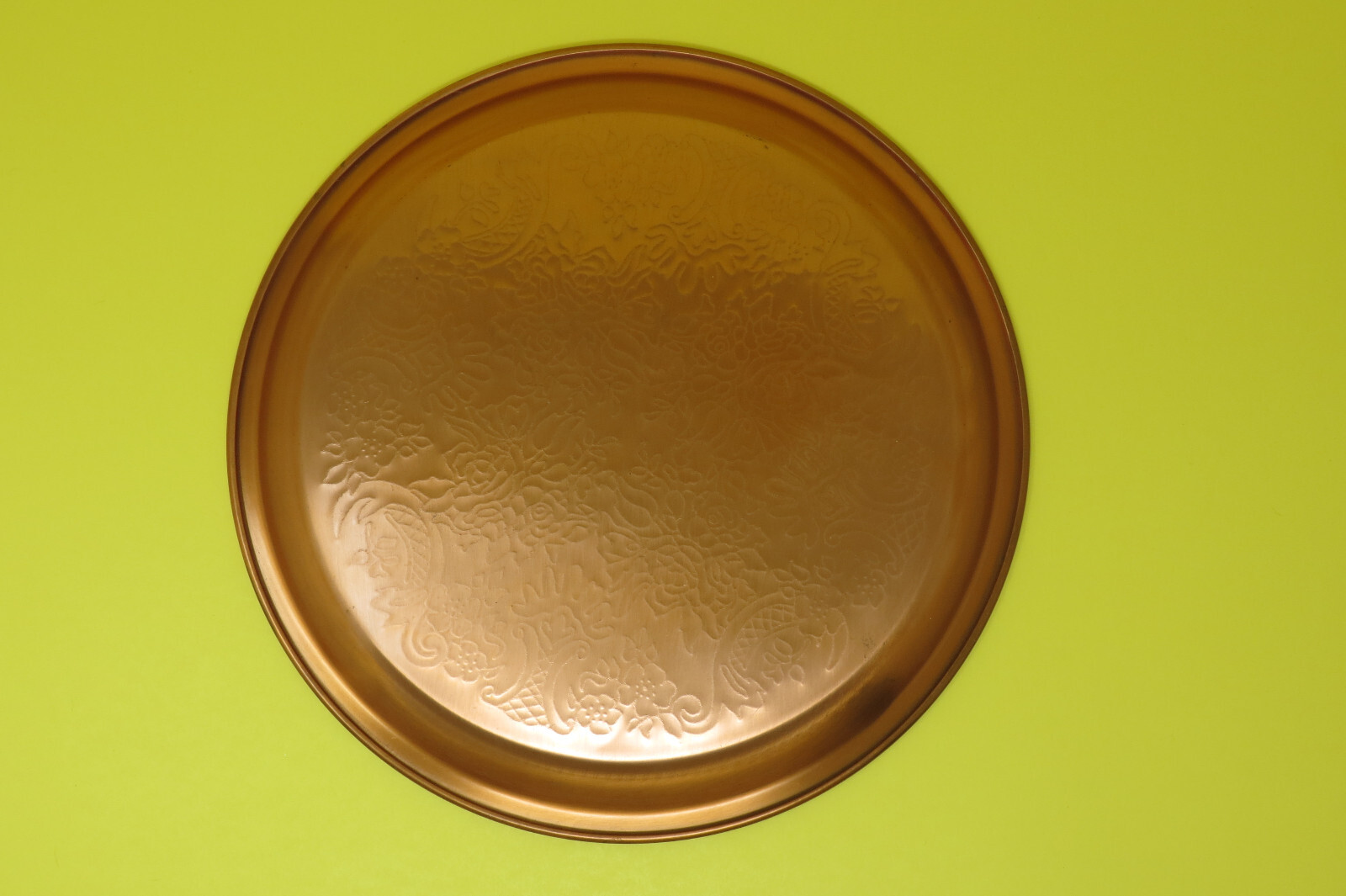 Vntg Large Round Copper 12 1/4" Tray Charger Plate Platter Pressed ...