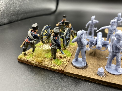 28mm, 3D Printed, Napoleonic, British RHA Artillery Battery (3), Black ...