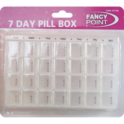 Weekly Pill Box 7 Day 28 Compartment Tablet Organiser Medicine Storage ...