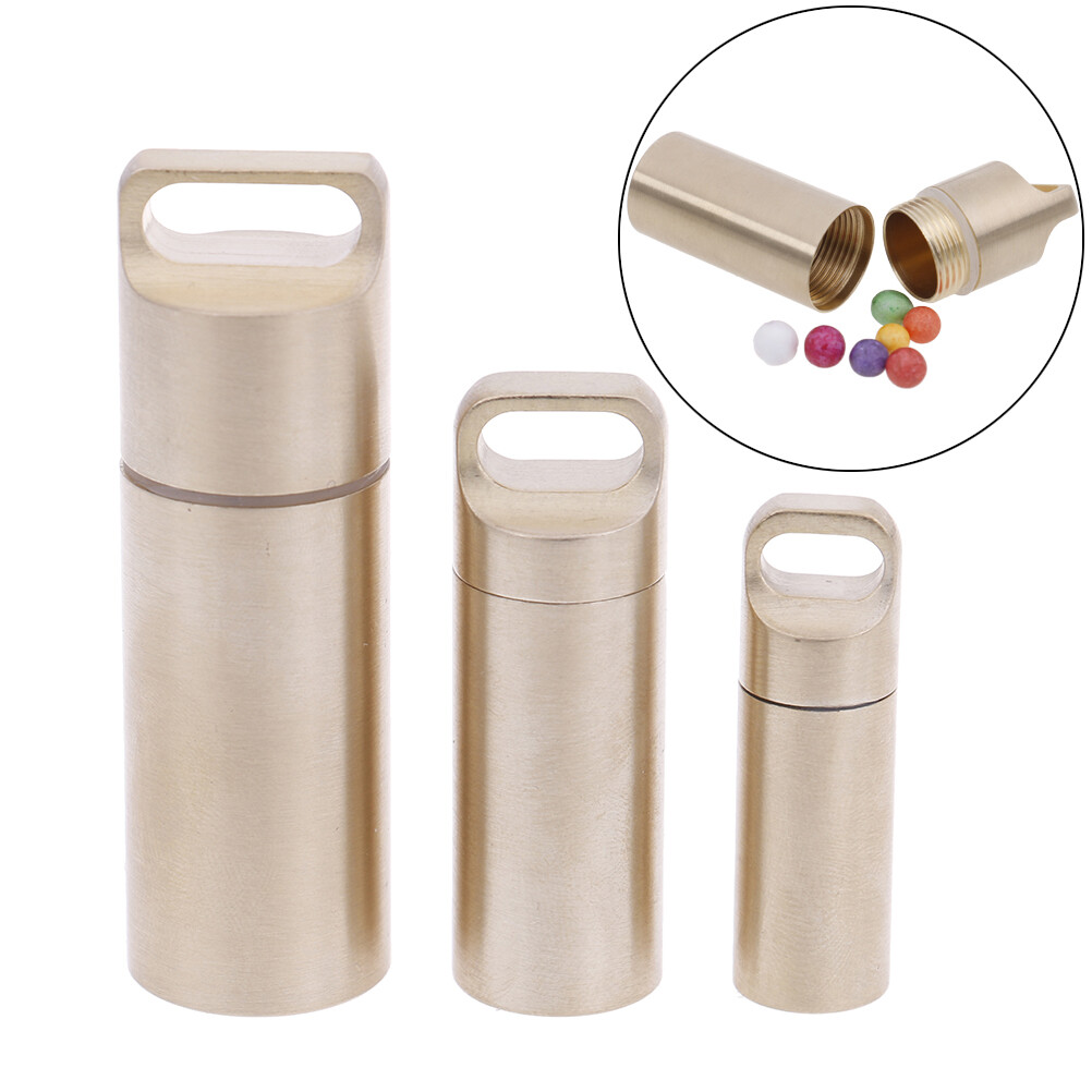 Pocket Small Brass Waterproof Pill Box Medicine Case Seal Container ...