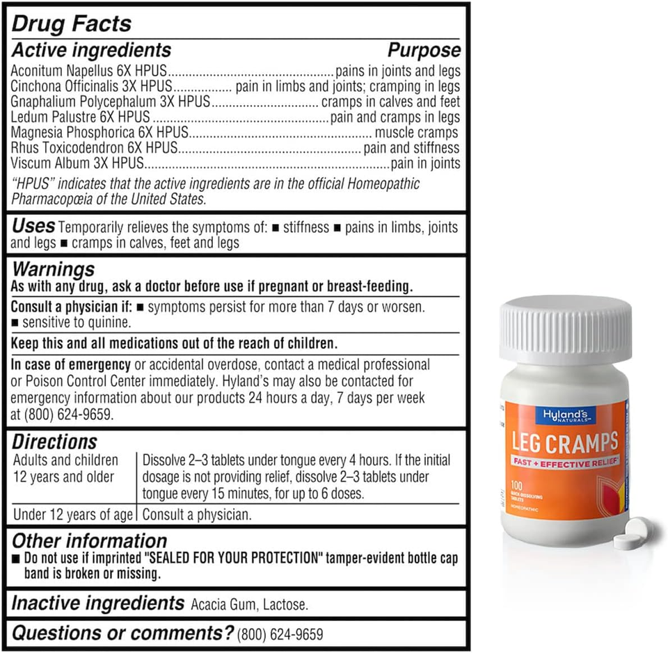 Hyland's Leg Cramps Bundle – 100 Tabs + PM Nighttime 50 Tabs – Cramp ...