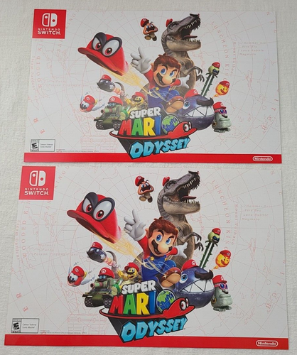 Nintendo Super Mario Odyssey Double Sided Promo Poster 11" x 17" Lot of ...