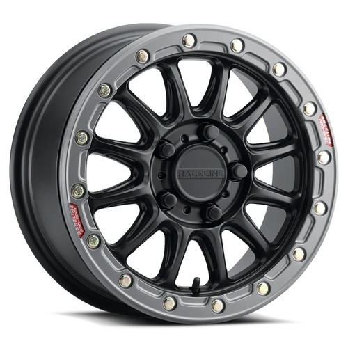 15X10 Raceline A14BG Alpha Black BEADLOCK UTV Wheels 5x4.5 (25mm) Set ...