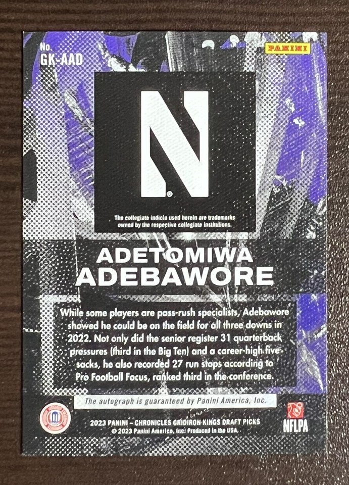2023 Chronicles Draft Adetomiwa Adebawore Gridiron King Rookie Autos Red #/199 | eBay