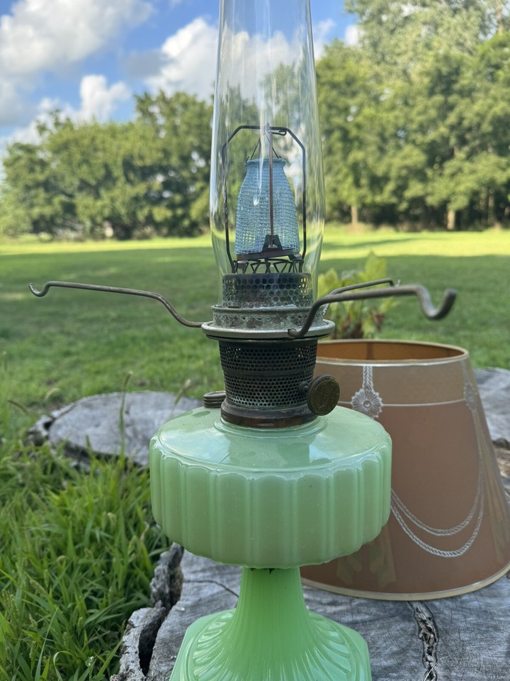 1936 Corinthian Model B Aladdin Jadite Milk Glass Lamp ALL ORIGINAL ...