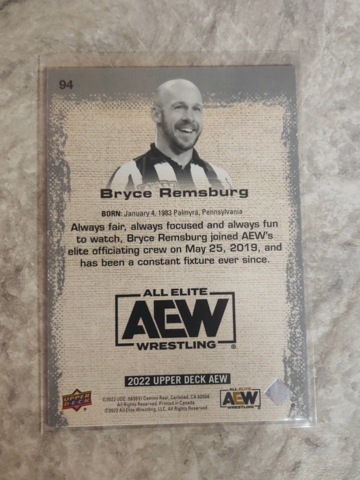 BRYCE REMSBURG 2022 UPPER DECK ALL ELITE AEW Red PYRO SERIAL #268/299 ...