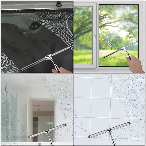 Shower Squeegee, Stainless Steel Shower Scrapers with Hanging Suction ...
