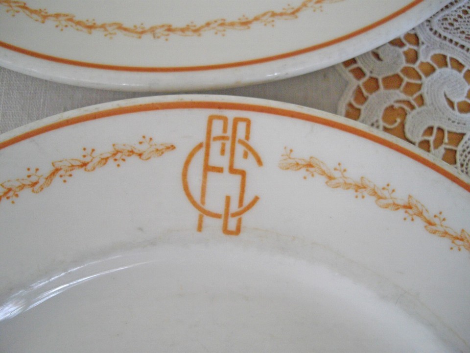 Vintage Syracuse China RESTAURANT 9" Plates Orange CFS Logo ~ Set of 4 ...