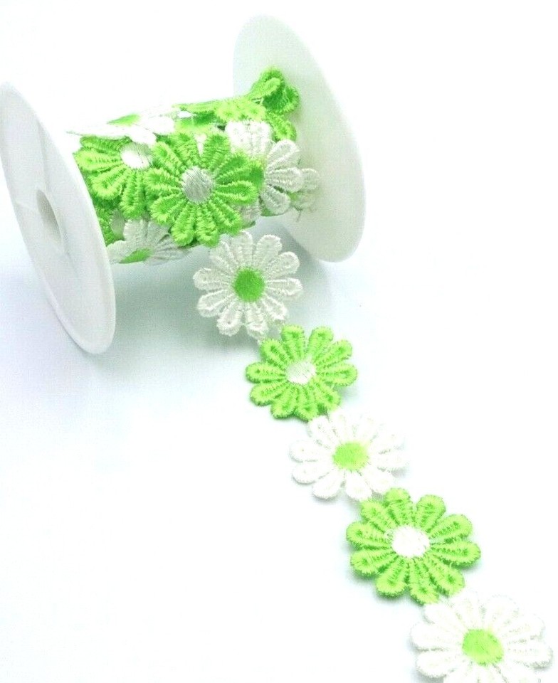FCL 2 Yards Daisy Flower Lace And Ribbon Trim for Sewing and ...