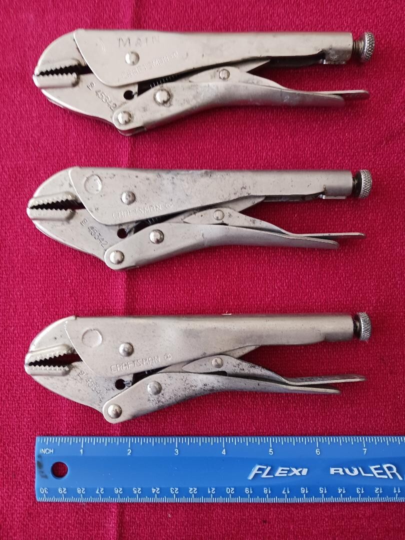 THREE (3) CRAFTSMAN 45342 7" LOCKING PLIERS VISE GRIPS STRAIGHT JAW ...