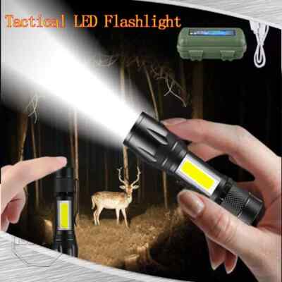 LED Tactical Flashlight Super Bright Mini USB Rechargeable Camping ...