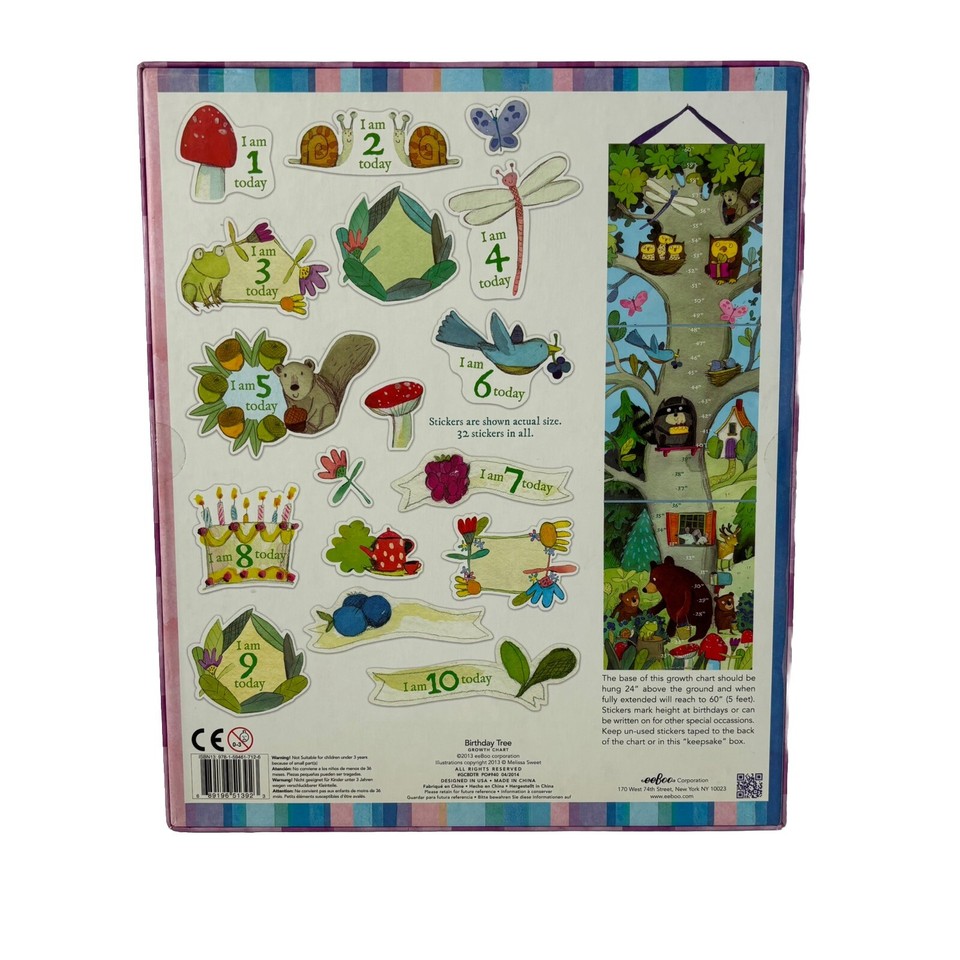 Birthday Tree Keepsake Growth Chart - Eeboo Includes 32 Stickers! Super ...