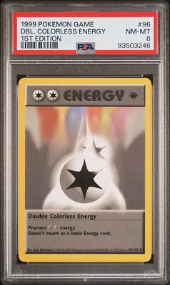 Base Set 1st Edition DOUBLE COLORLESS ENERGY #96/102 PSA 8 1999 Pokemon ...