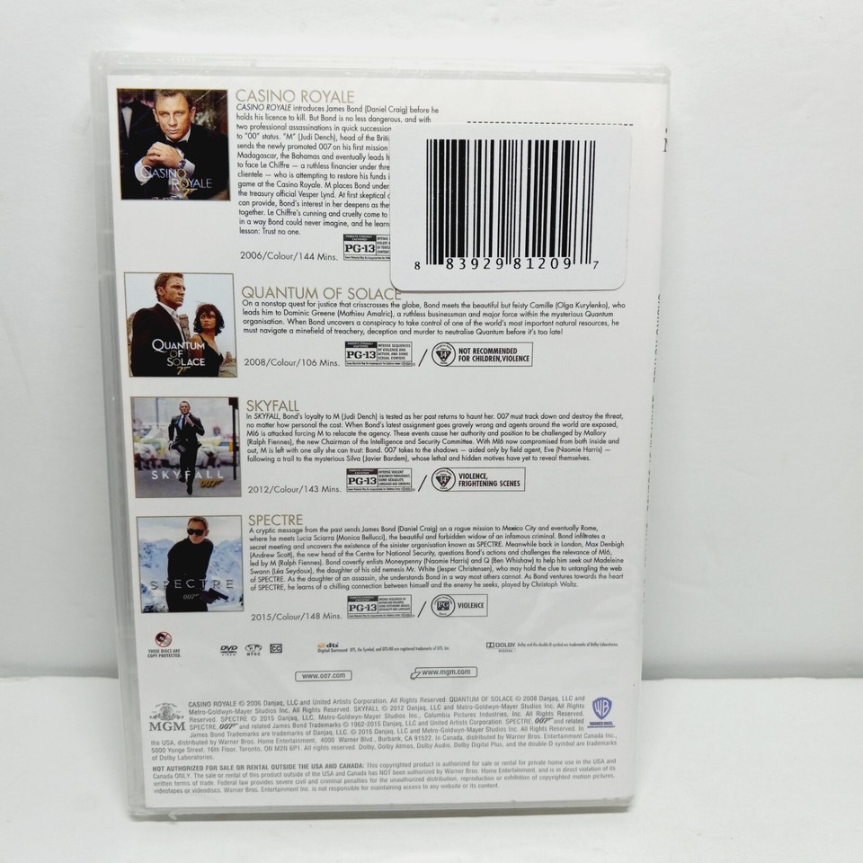 007 Bond Daniel Craig Collection (DVD) 4 Film Collection Royale, Solace ...