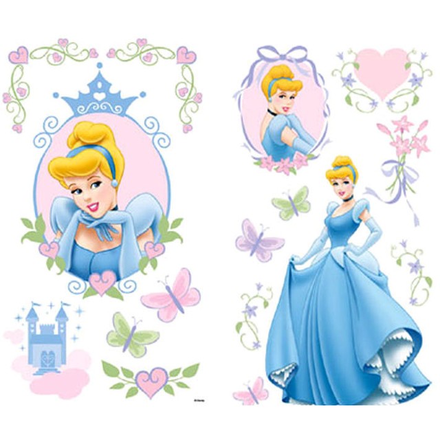 30 DISNEY Royal Classic Princess Cinderella Wall Stickers Girls Kids ...