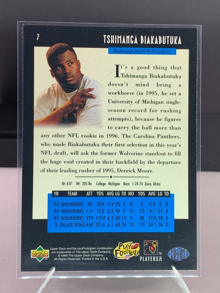 #7 Tshimanga Biakabutuka 1996 Upper Deck NFL Football Star Rookie ...