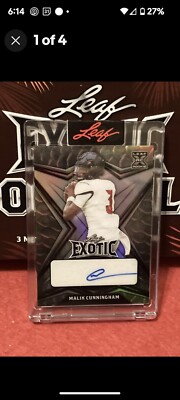 2022 LEAF EXOTIC MALIK CUNNINGHAM ROOKIE AUTO AUTOGRAPH FISH PRIZM SSP ...