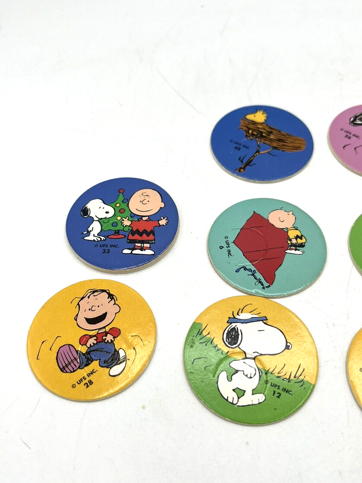 Peanuts Pogs Set Of 11 Charlie Brown Snoopy Lucy Woodstock Sally Linus ...