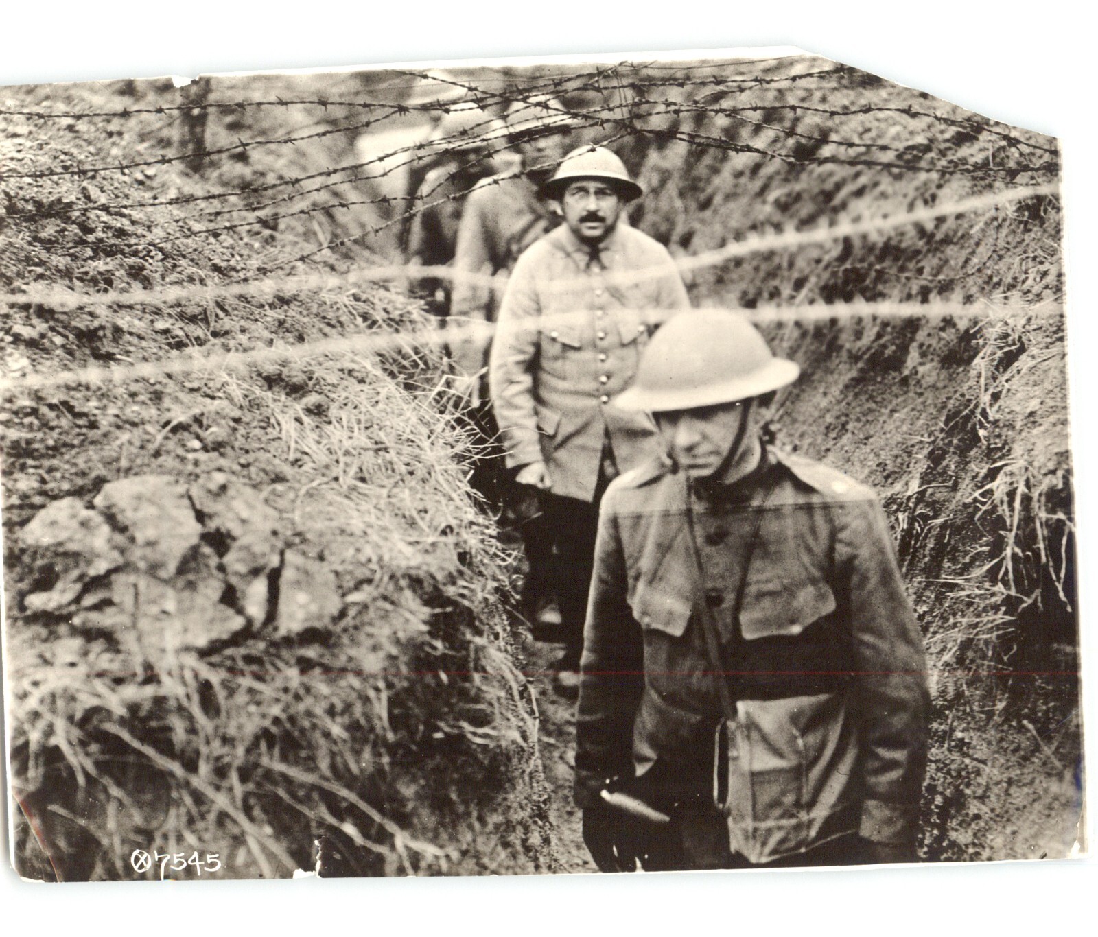 Officers & Soldiers Walk Through Trenches World War I 1918 Press Photo ...