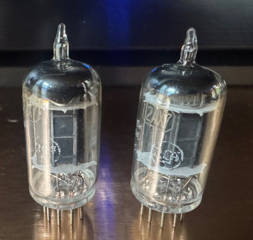 Lot of 2 RCA 12AX7 Vacuum Tubes Angled D Getter Long Black Plates ...