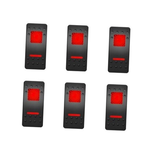 6 Pack Dual Lens Marine Boat Rocker Switch Cover Cap Red Single Square ...