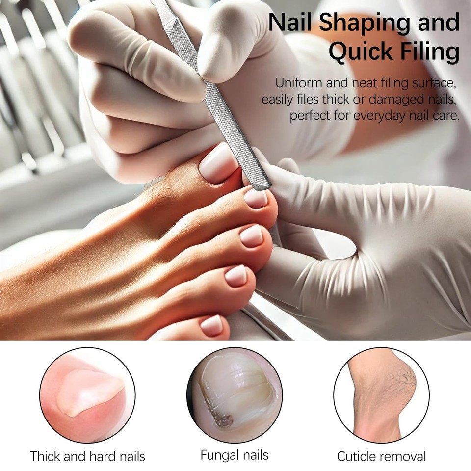 2-Pack Stainless Steel Toe Nail Files, 4-Sided Design for Thick Nails ...