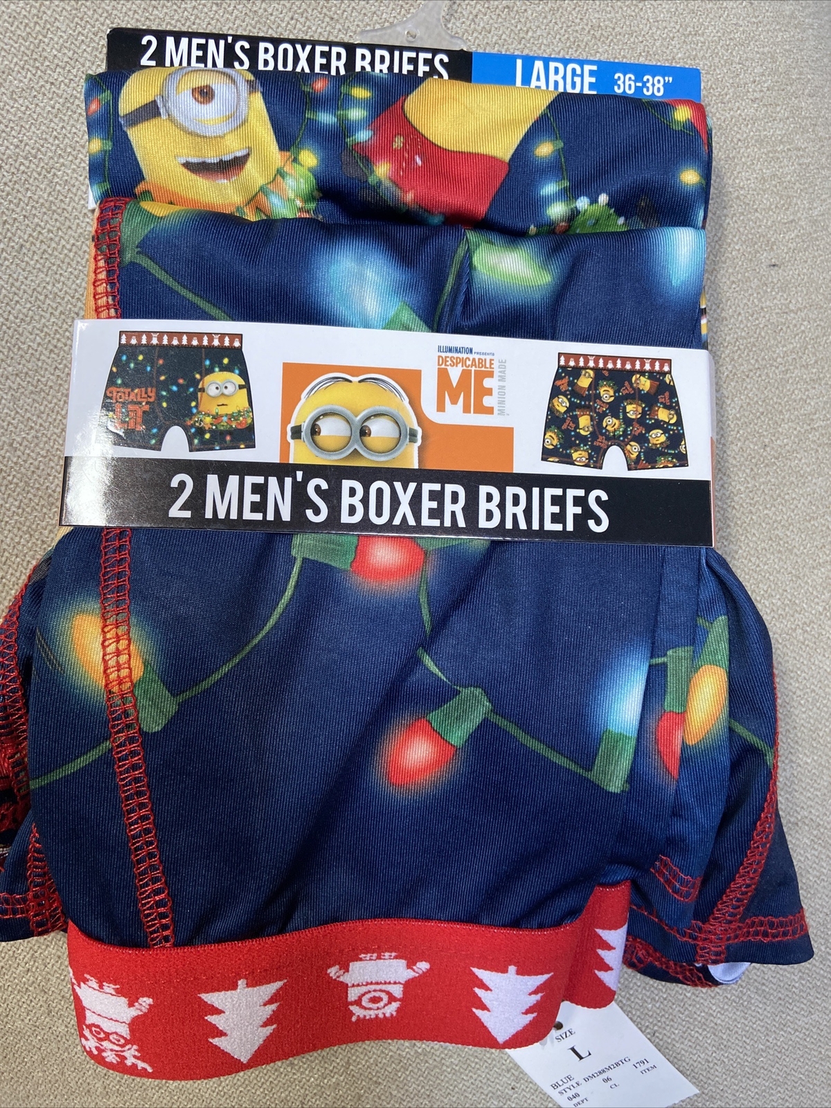 Christmas 2 Pack Despicable Me Minions Boxer Briefs Size Men’s Large 36 ...